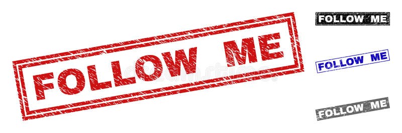 Grunge Follow Me Stamp Seal and Net Love Heart with Glitter Dots Stock ...