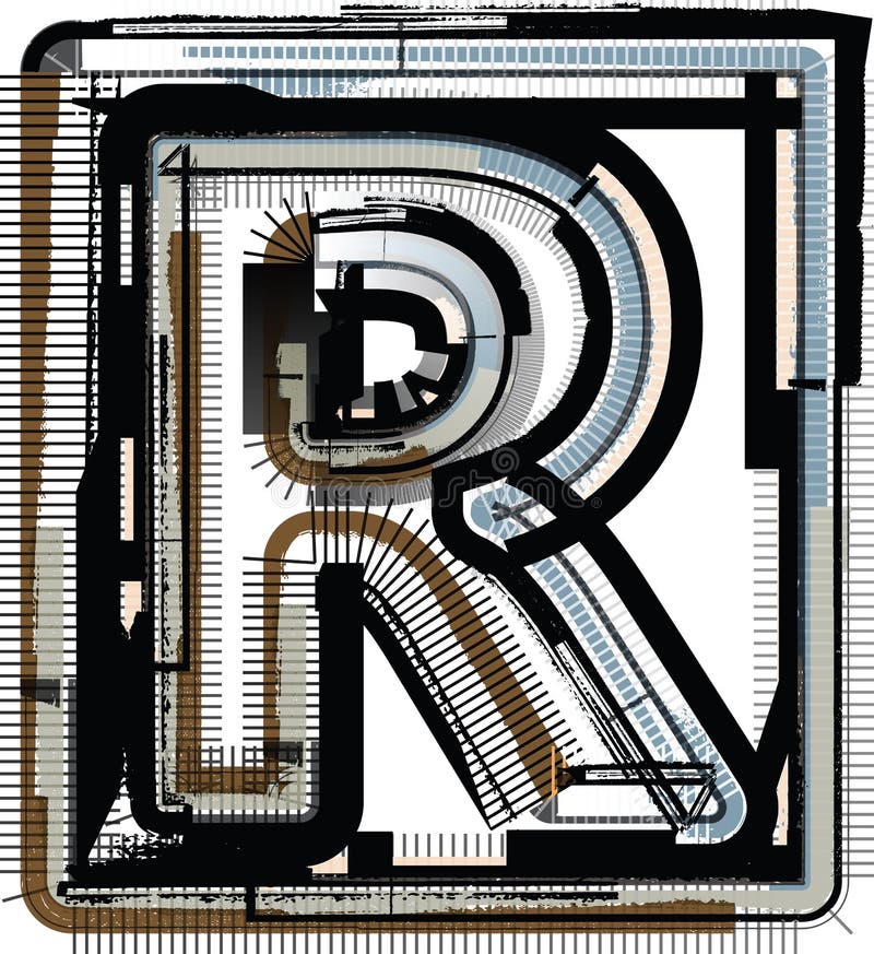 Grunge Font LETTER R stock vector. Illustration of design - 102243143