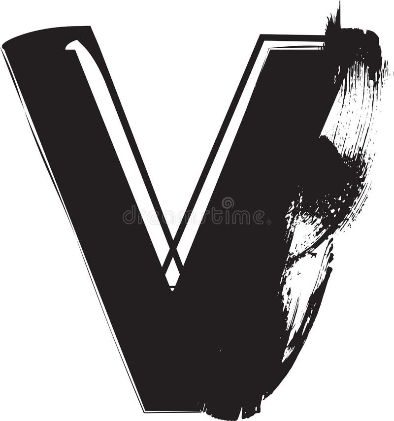 Grunge Font Letter V stock vector. Illustration of calligraphic - 141507566