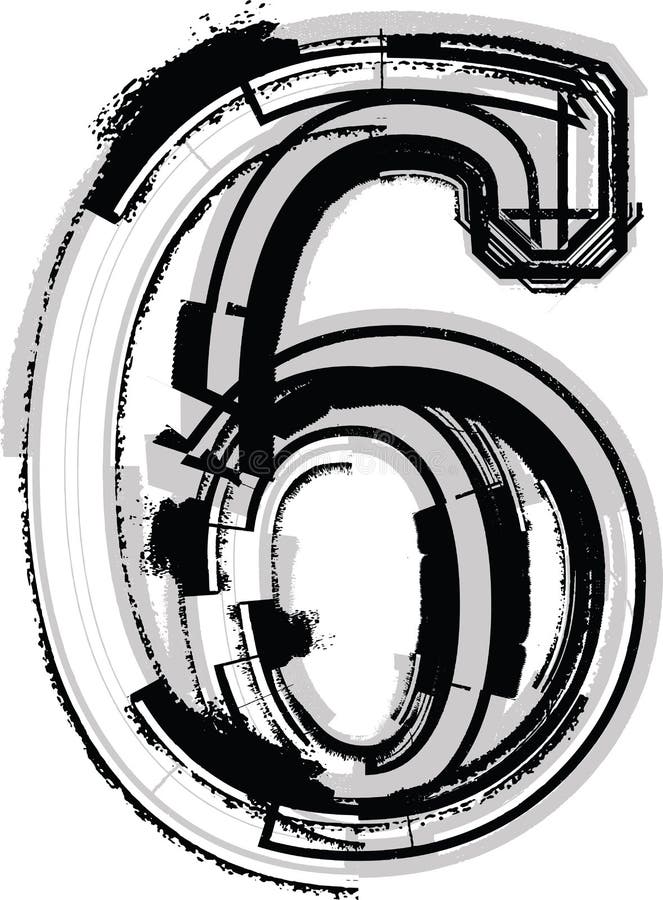 Grunge Font. Number 6 stock vector. Illustration of sign - 101204897