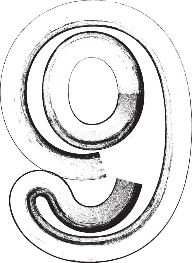 Grunge Font. Number 9 stock vector. Illustration of ninth - 101891123