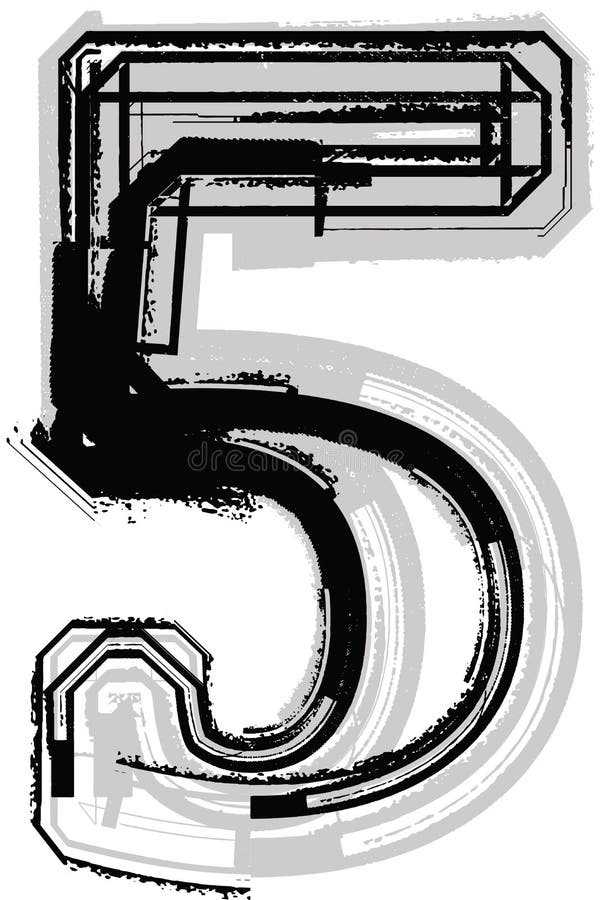 Grunge Font. Number 5 stock vector. Illustration of isolated - 101207827