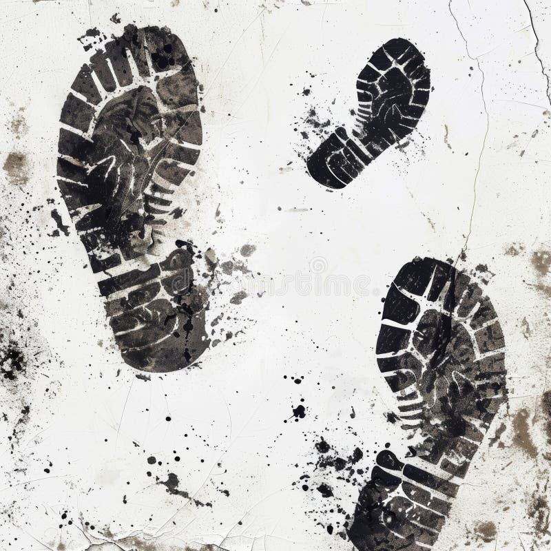 Grunge Footsteps on Cracked Concrete Background Stock Image - Image of ...