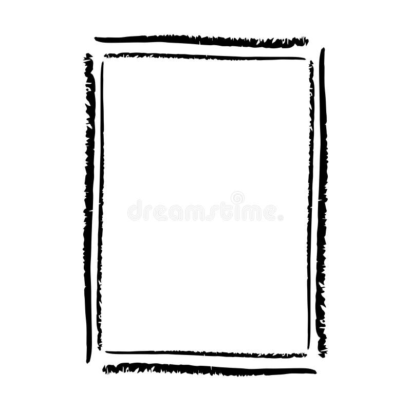 Grunge Frame Border Shape Icon, Vertical Rectangle Decorative Doodle ...
