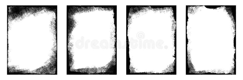 Grunge Frame Border Textures. Brush Border Overlay Frames. Vector ...