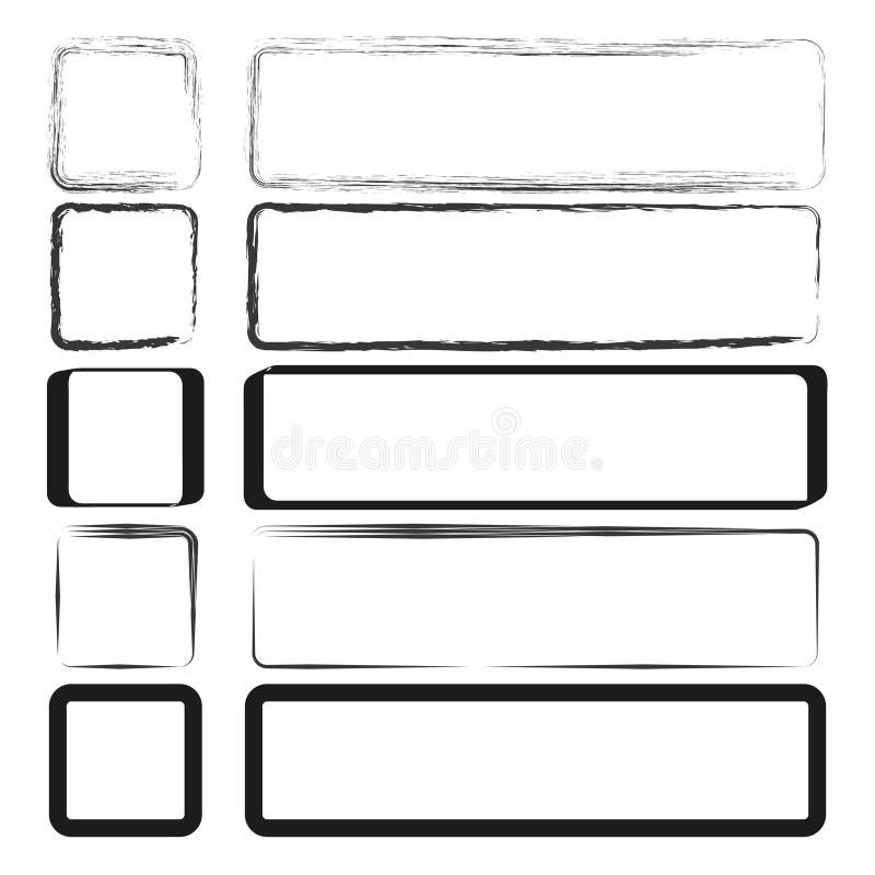 Grunge Frame Collection. Rectangular and Square Shapes. Hand Drawn ...