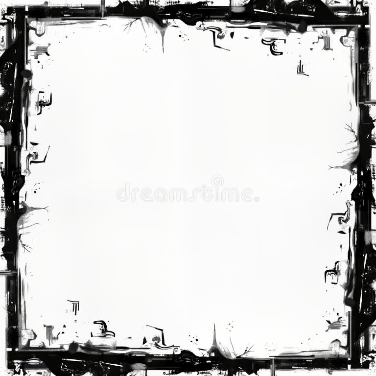 Grunge Frame Design with Distressed Edges. Abstract Black, White ...