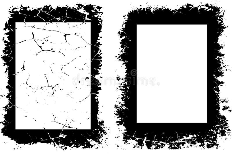 Grunge Frame Design Set, Dynamic Grunge Frame Design, Two Rectangular ...
