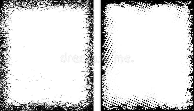 Grunge Frame Design Set, Dynamic Grunge Frame Design, Two Rectangular ...