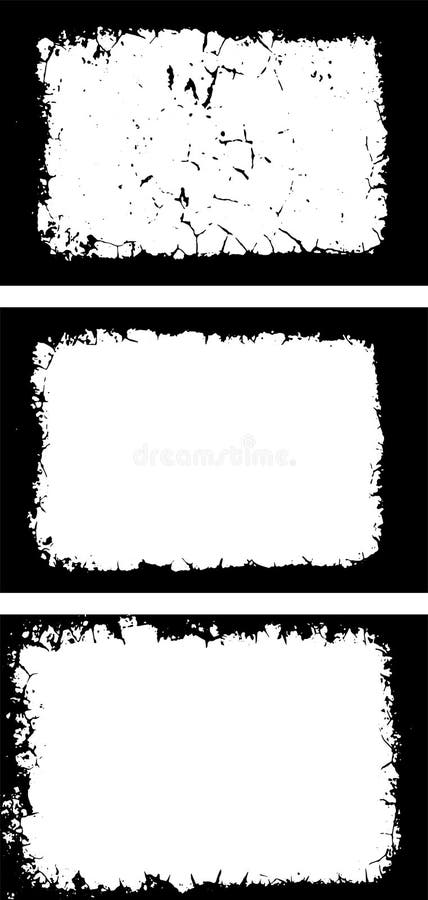 Grunge Frame Design Set, Rectangular Frames with Cracked and Distressed ...