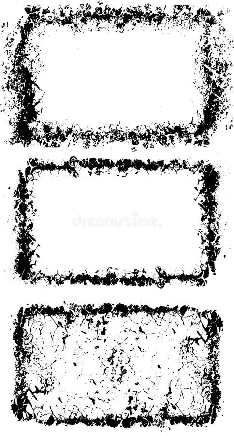 Grunge Frame Design Set, Rectangular Frames with Cracked and Distressed ...