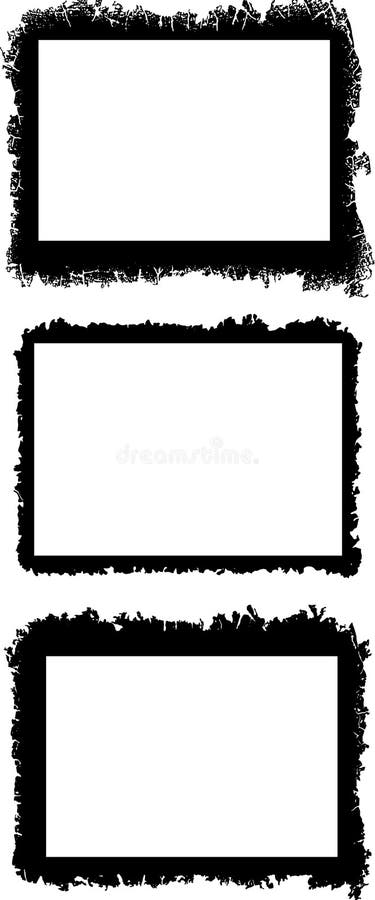 Grunge Frame Design Set, Rectangular Frames with Cracked and Distressed ...