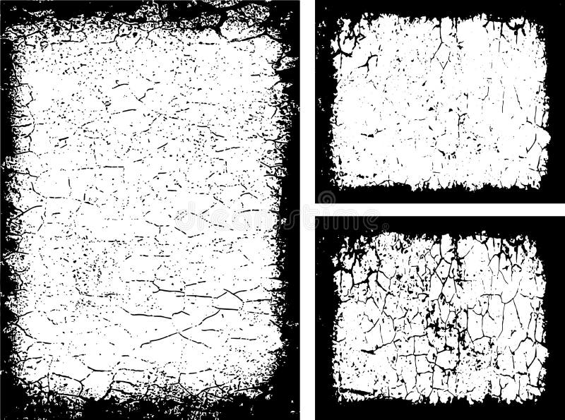 Grunge Frame Design Set, Rectangular Frames with Cracked Stock Vector ...