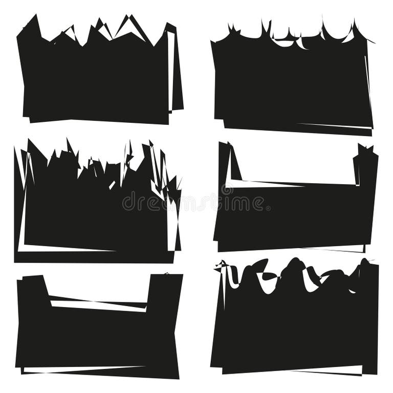 Grunge Frame Elements. Abstract Jagged Shape. Vector Brush Contour ...