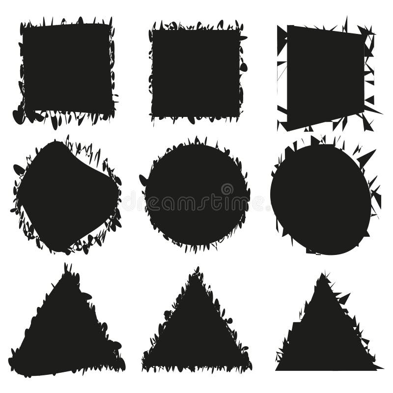 Grunge Frame Icons. Abstract Shape Borders. Decorative Geometric Frames ...