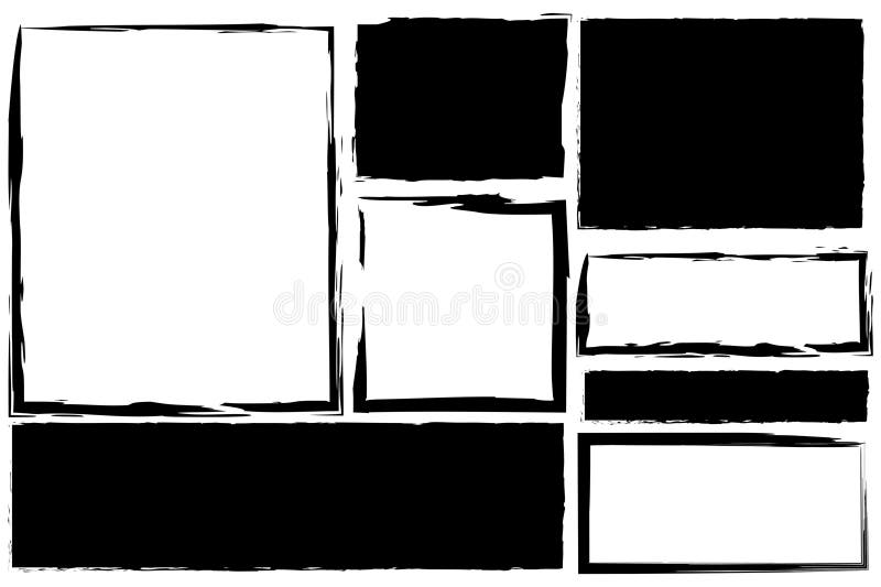 Grunge Frame Set. Abstract Borders. Distressed Black Shapes. Vector ...