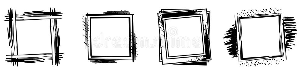 Grunge Frame. Set of Empty Hand Drawn Frames. Frames in Doodle Style ...