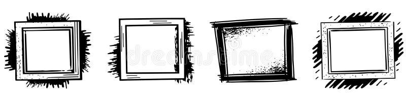 Grunge Frame. Set of Empty Hand Drawn Frames. Frames in Doodle Style ...