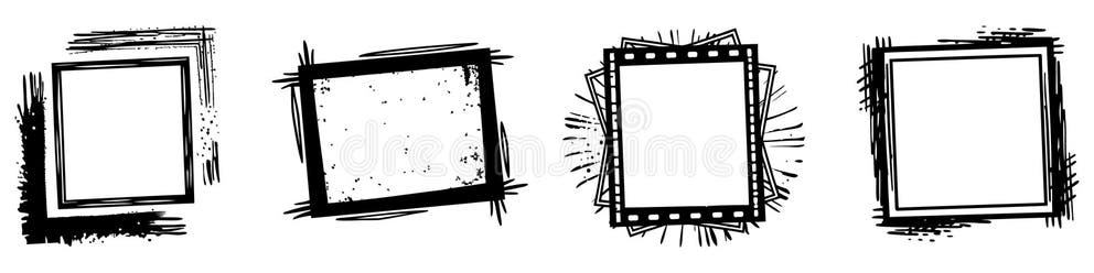 Grunge Frame. Set of Empty Hand Drawn Frames. Frames in Doodle Style ...
