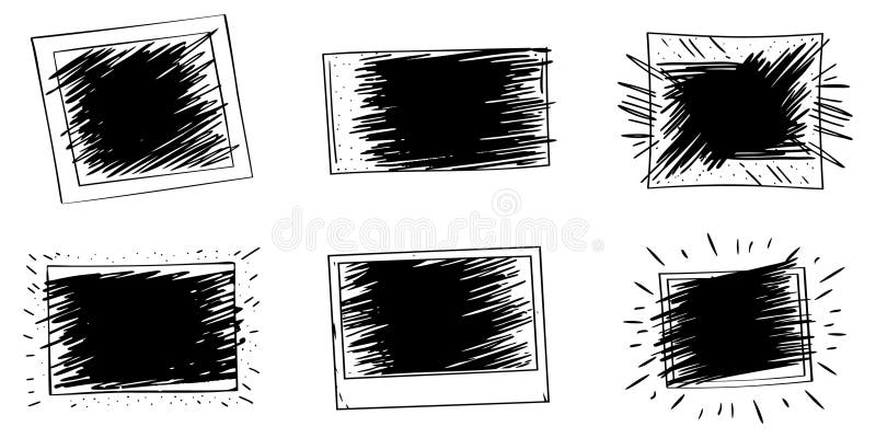 Grunge Frame. Set of Empty Hand Drawn Frames. Frames in Doodle Style ...