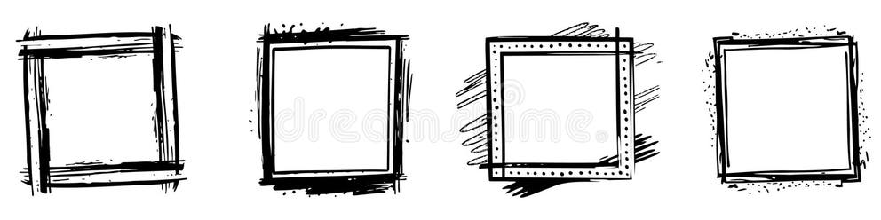 Grunge Frame. Set of Empty Hand Drawn Frames. Frames in Doodle Style ...