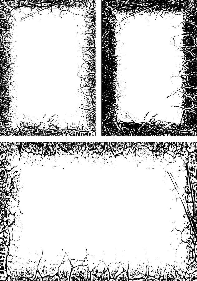 Grunge Frame Set , Three White Vertical Banners with Black Borders ...