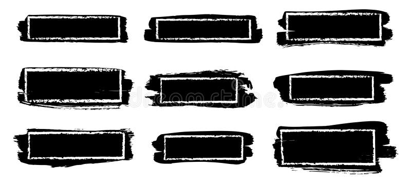 Grunge Frame, Text Box, Hand Drawn Brush Stroke. Set Stock Illustration ...