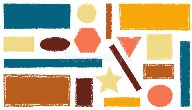 Grunge Frame, Text Box, Hand Drawn Crayon Brush. Set Stock Vector ...