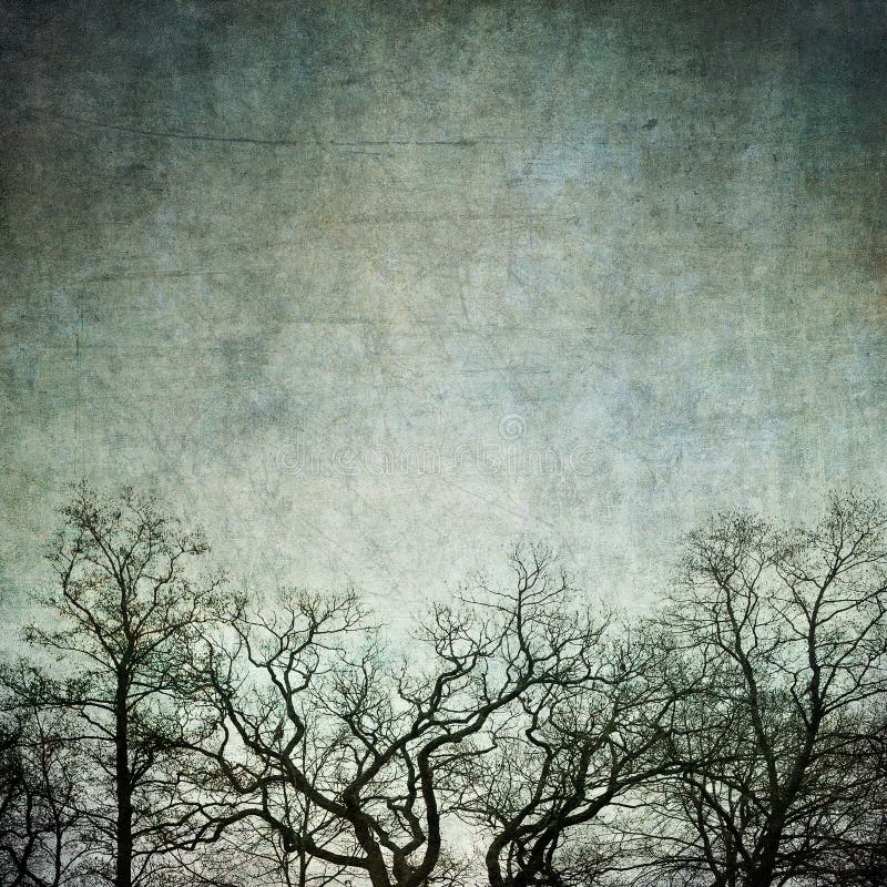 Grunge Frame with Tree Silhouettes Stock Illustration - Illustration of ...