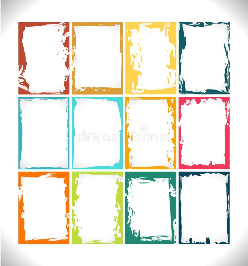 Grunge Frames Collection Color Palette. Vector Design Illusration ...