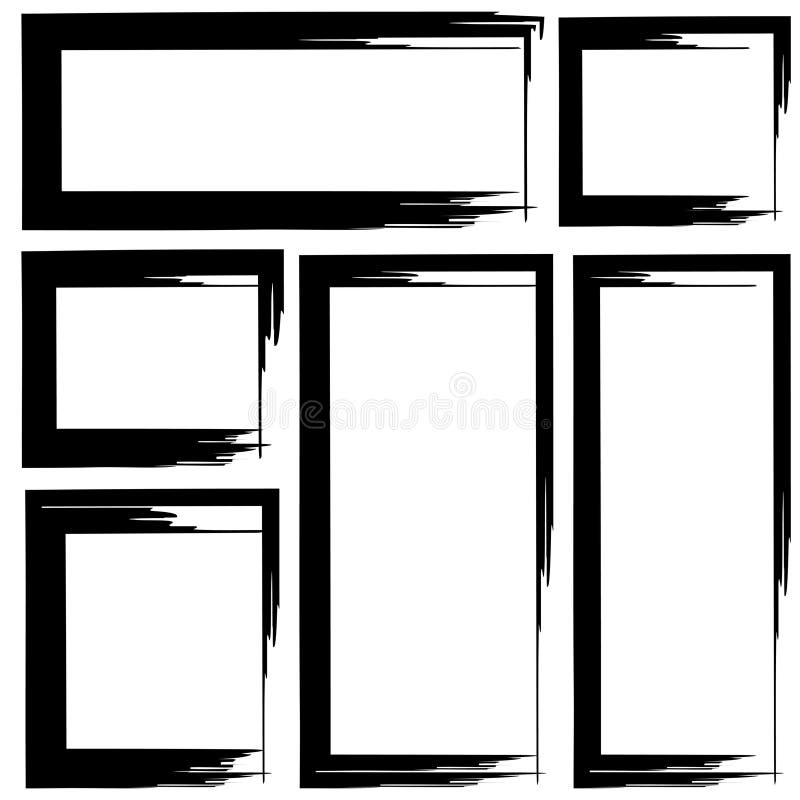 Grunge Frames Icon. Black Brushstroke Edges. Abstract Borders. Vector ...