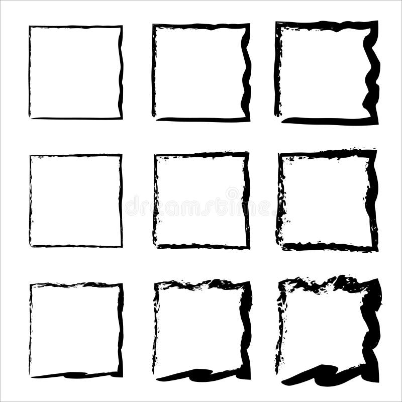Grunge Frames Vector Set. Vector Black Painted Squares. Set of Design ...