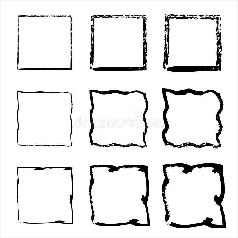 Grunge Frames Vector Set. Vector Black Painted Squares. Vector Borders ...
