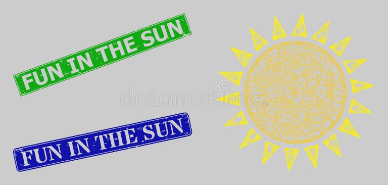 Grunge Fun in the Sun Badges and Net Sun Web Mesh Stock Vector ...