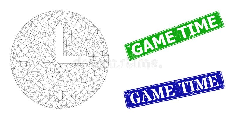 Grunge Game Time Badges and Triangular Mesh Time Icon Stock Vector ...