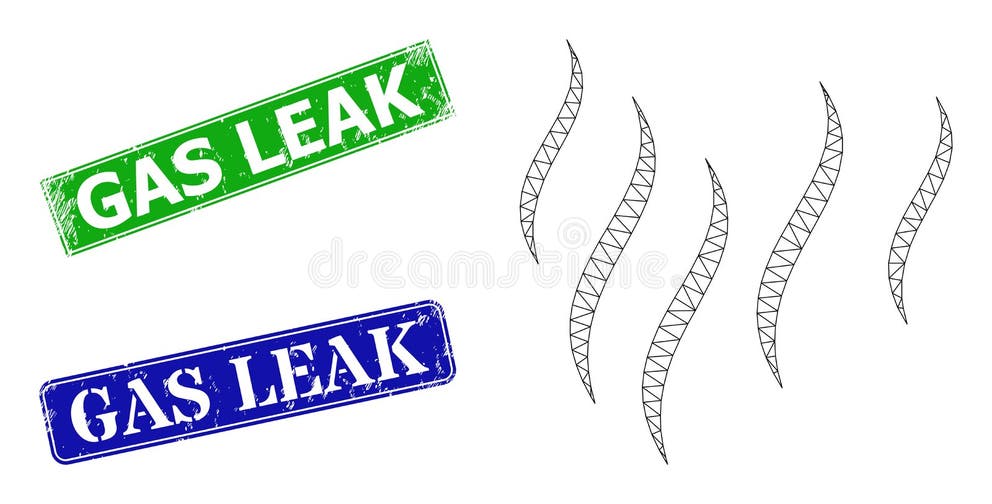 Grunge Gas Leak Stamp Seals and Triangular Mesh Vapour Icon Stock ...