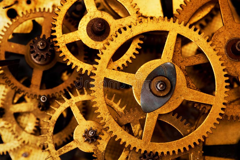 Clockwork Cogs - Old Brass Clock Parts Stock Image - Image of gear ...
