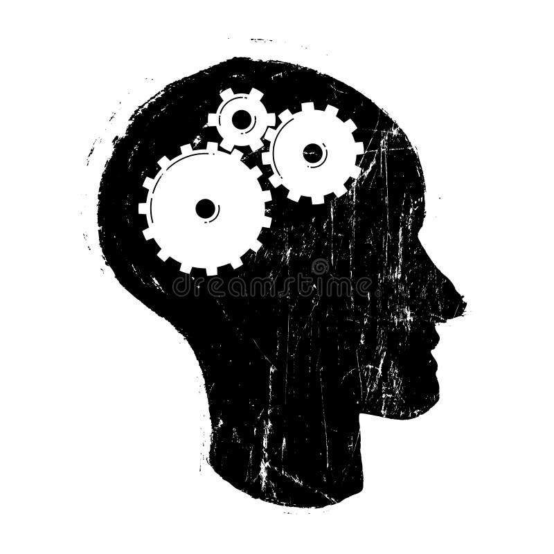 Grunge Gear in Head. Vector Illustration Stock Vector - Illustration of ...