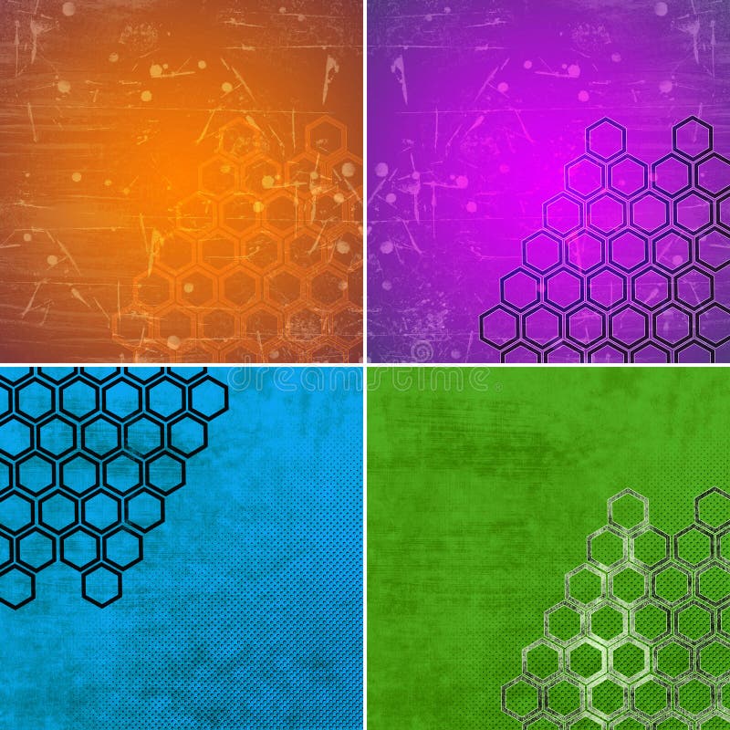 Grunge Geometric Hexagon Pattern Stock Illustration - Illustration of ...