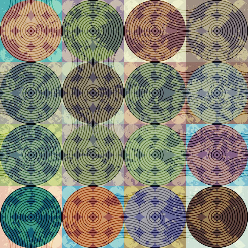 Grunge Geometric Pattern of Squares and Circles Stock Vector ...
