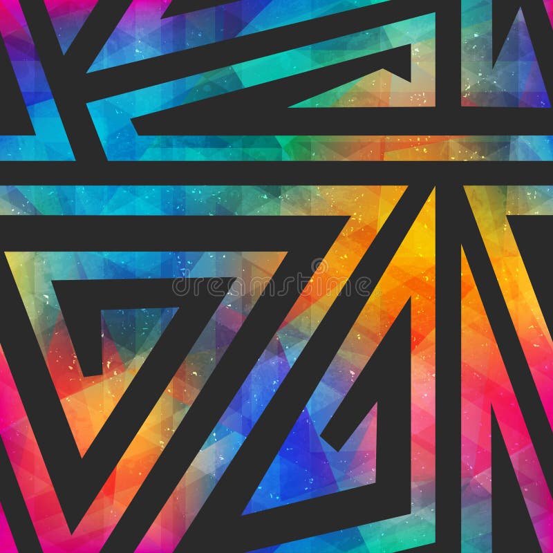 Grunge Geometric Seamless Texture Stock Vector - Illustration of ...