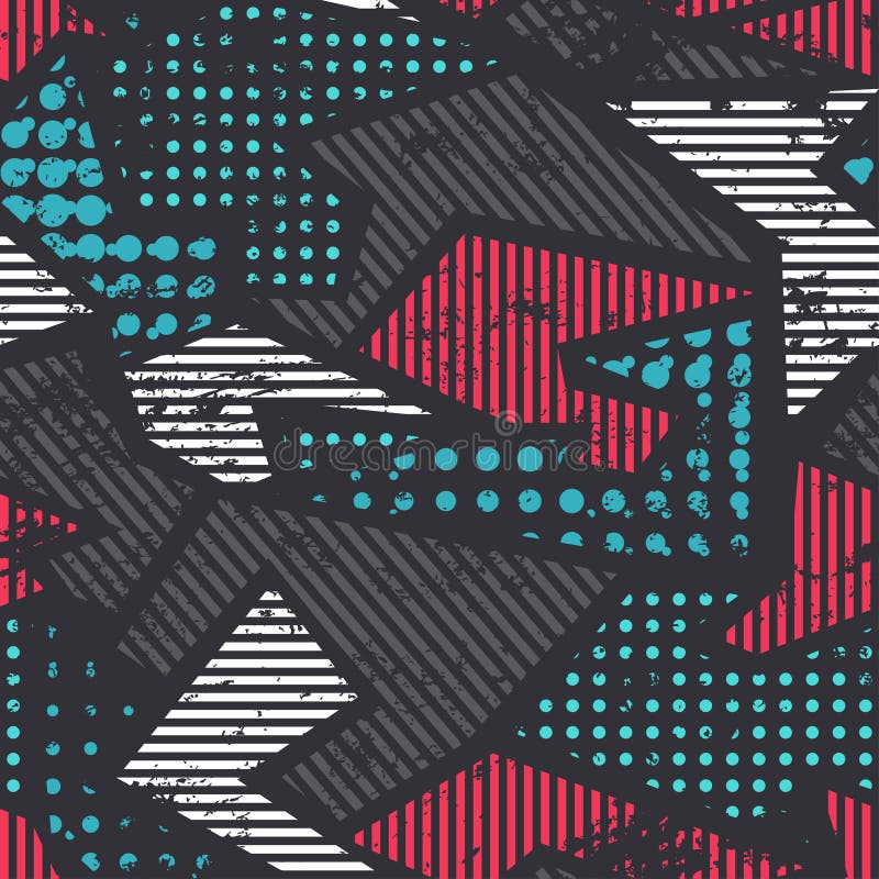Grunge Geometric Seamless Pattern Stock Illustration - Illustration of ...