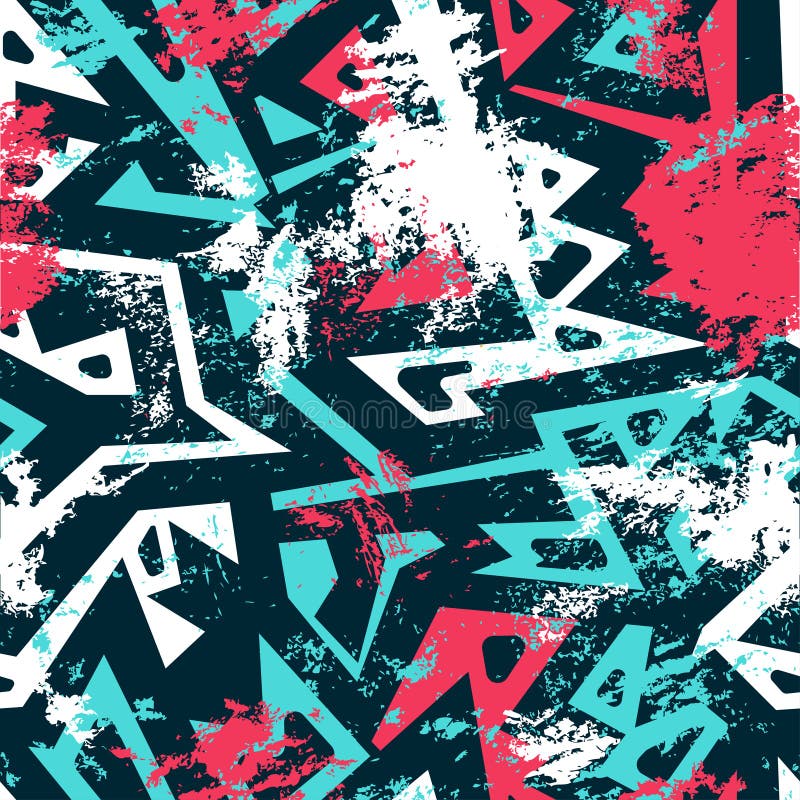 Grunge Geometric Seamless Pattern Stock Vector - Illustration of mosaic ...