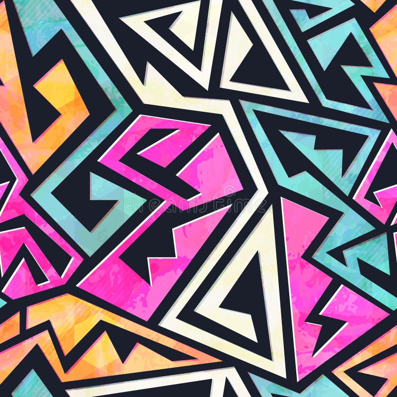 Grunge Geometric Seamless Texture Stock Vector - Illustration of ...