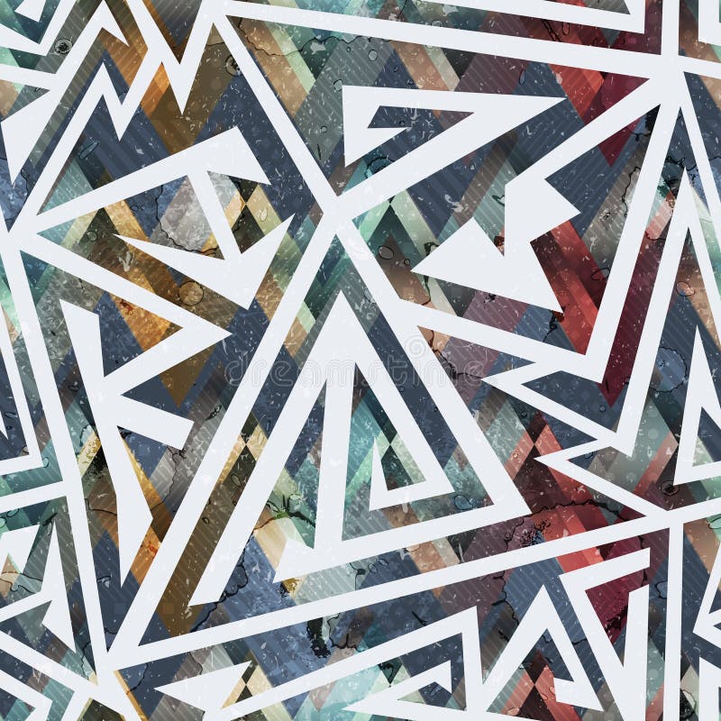 Grunge Geometric Seamless Texture Stock Vector - Illustration of ...