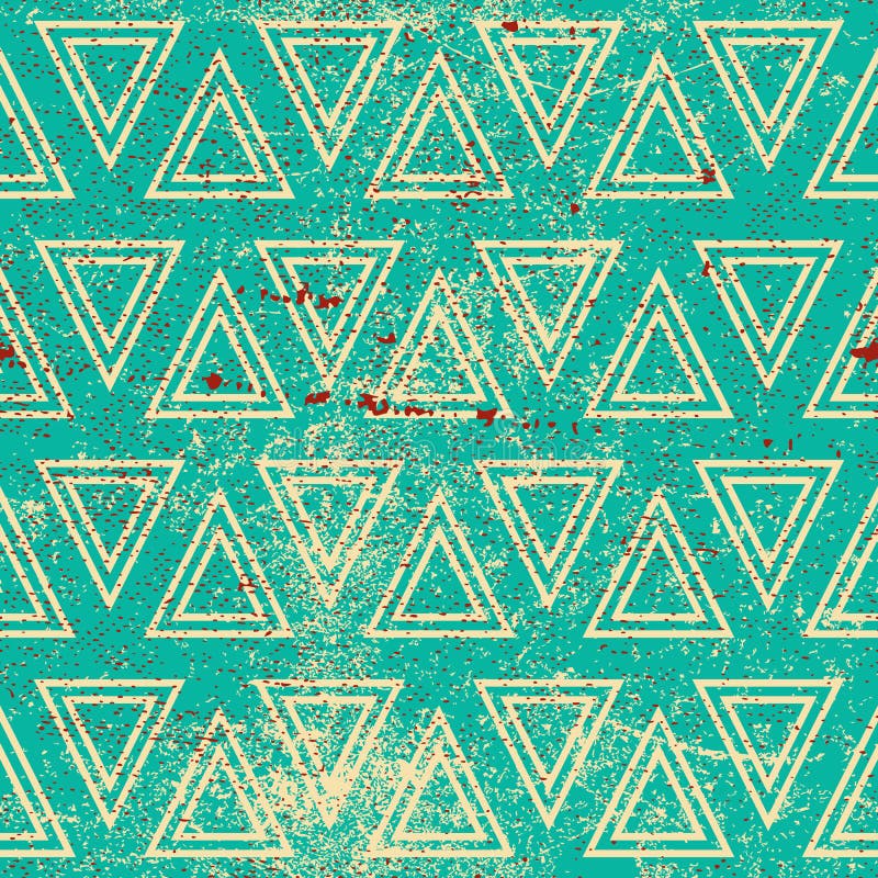 Grunge Geometric Seamless Pattern, Vintage Vector Repeat Background ...