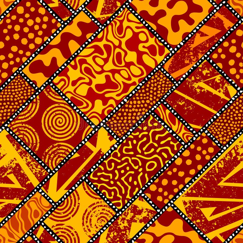 Grunge Geometric Vector Seamless Pattern Made in Ethnic Style. African ...