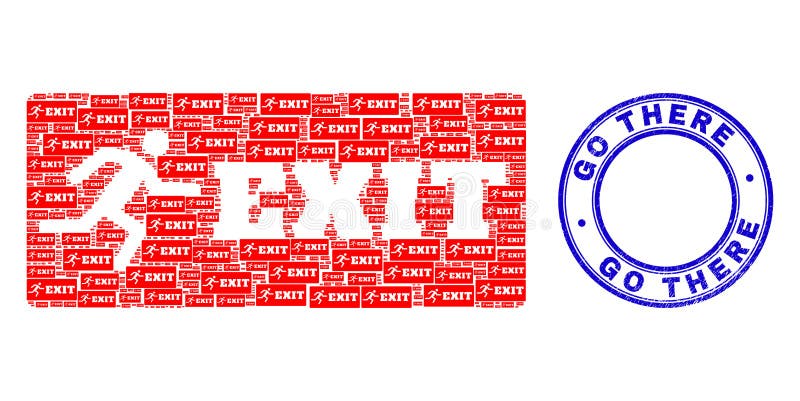 Grunge Go There Stamp Seal and Emergency Exit Recursion Mosaic of Self ...