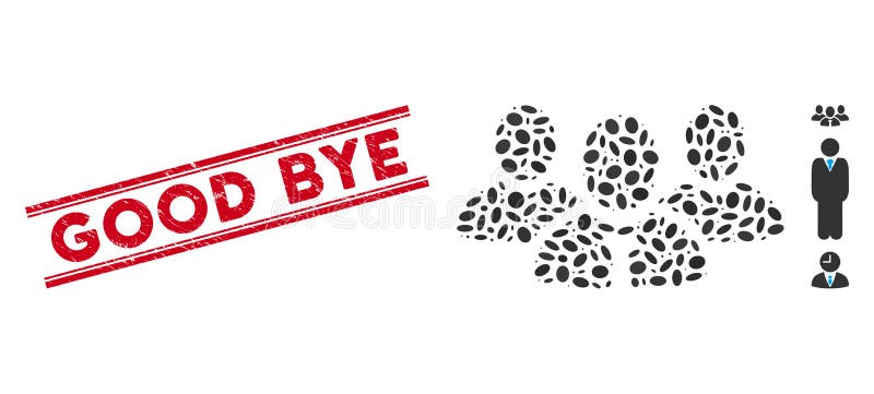Grunge Good Bye Line Stamp with Mosaic Team Manager Icon Stock ...