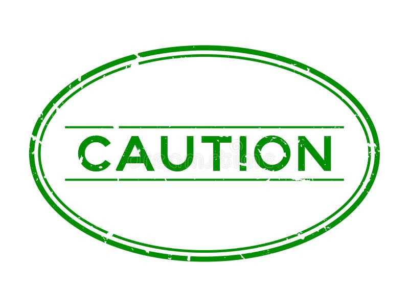 Grunge Green Caution Word Oval Rubber Stamp on White Background Stock ...